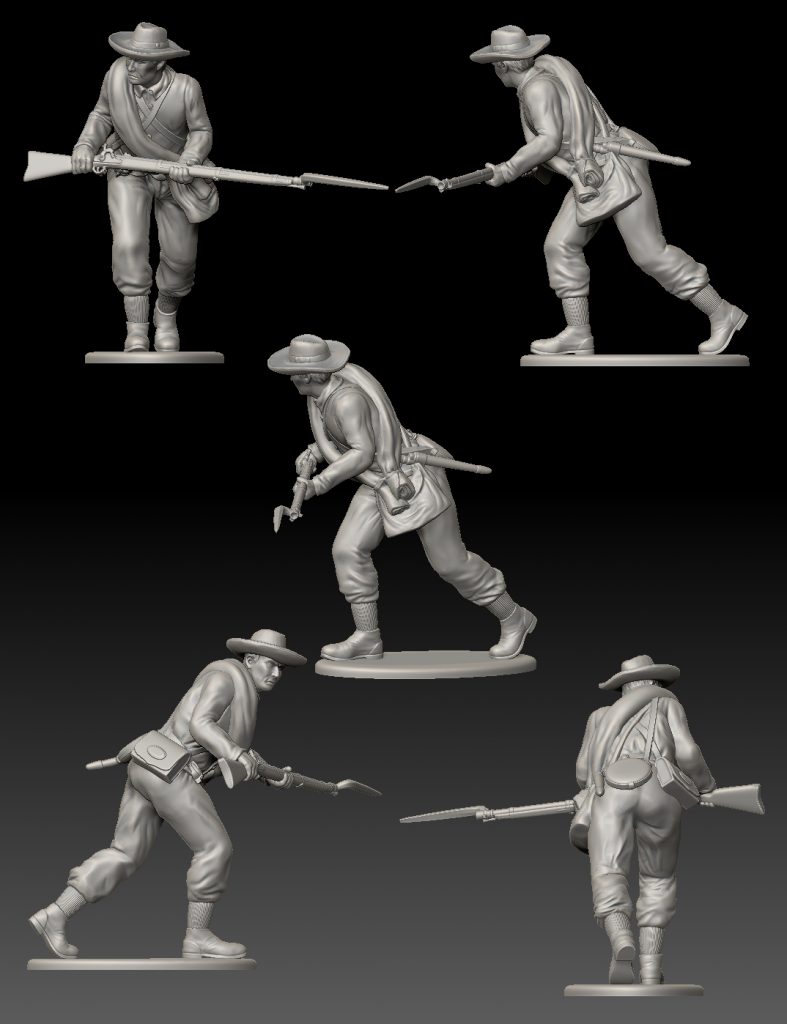 Confederate soldier in hat moving