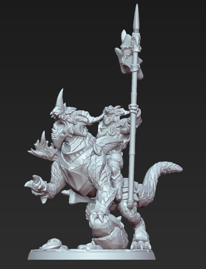 Dragonling Knight On Steed With Flaming Sword And Lance With Flag AG ...