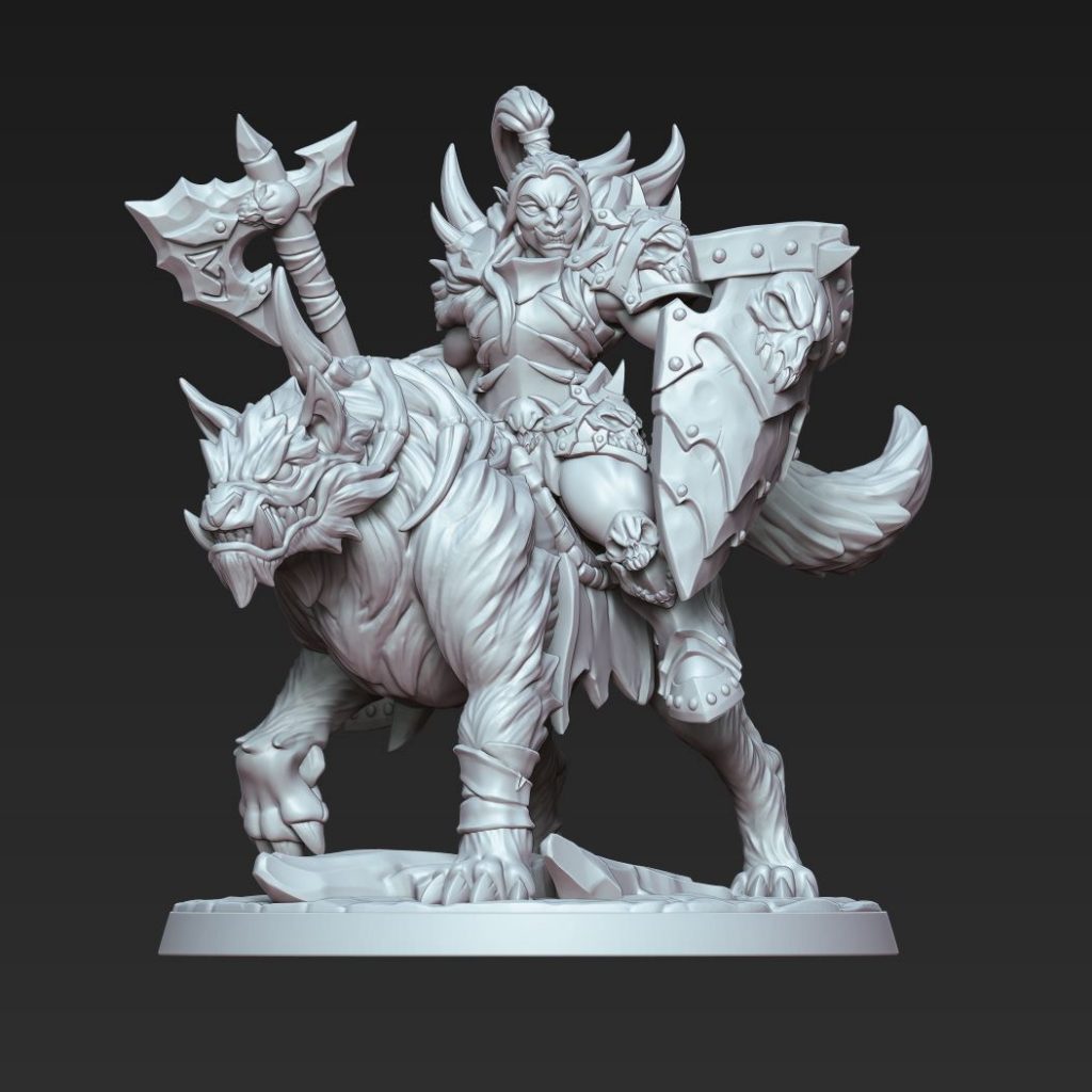Female Orc Worg Rider Axe And Shield AG • Speira Miniatures