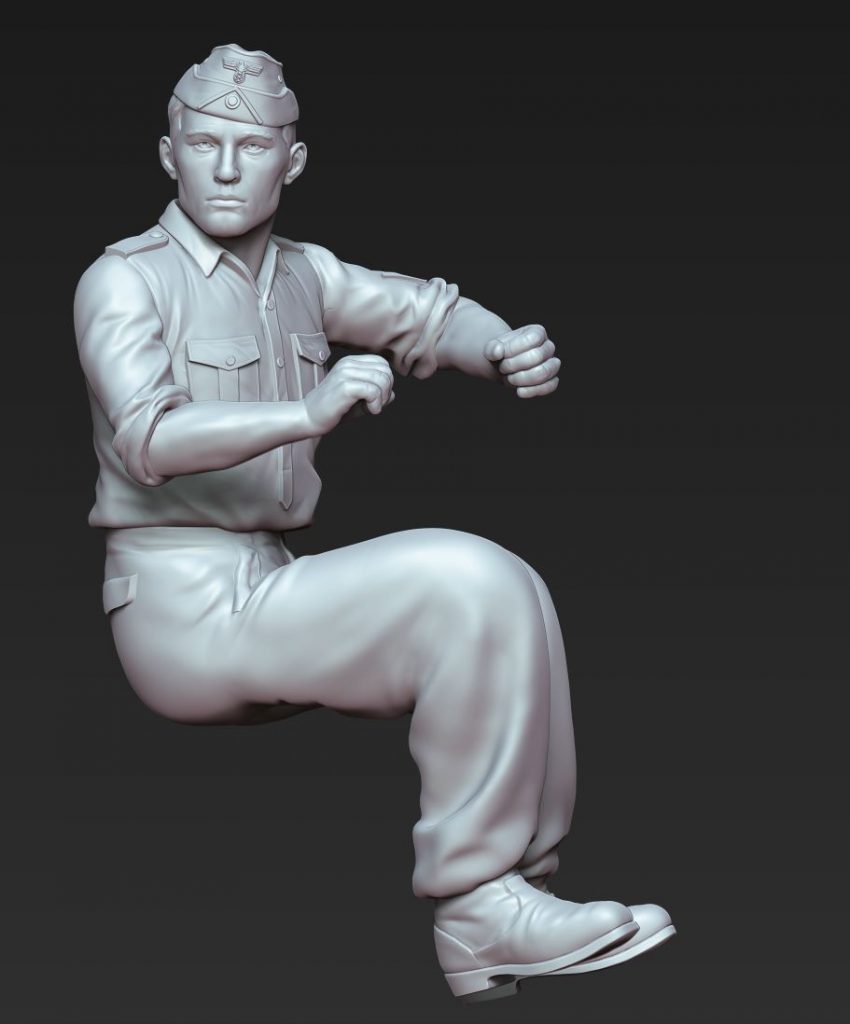 German tank soldier for loader position up rolled sleeves –