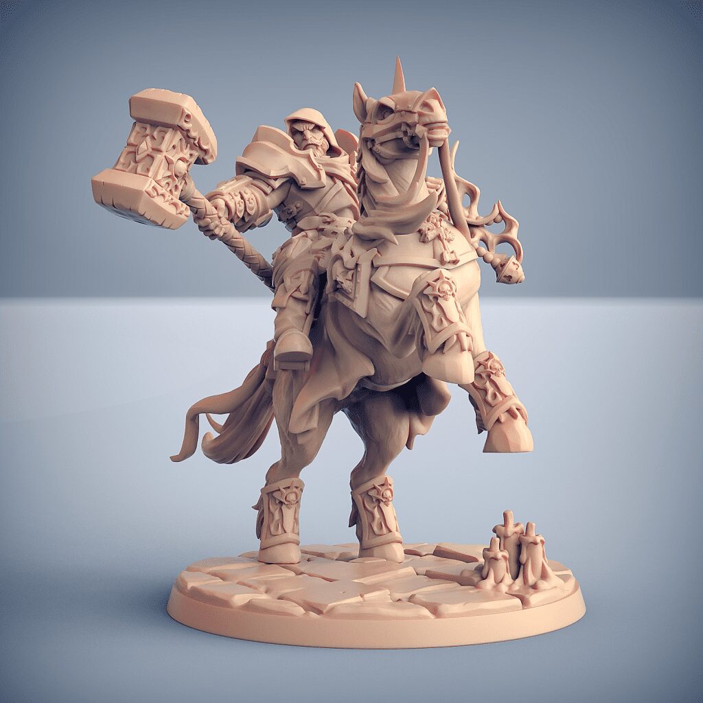 Male Priest With Warhammer On Heavy Horse AG • Speira Miniatures