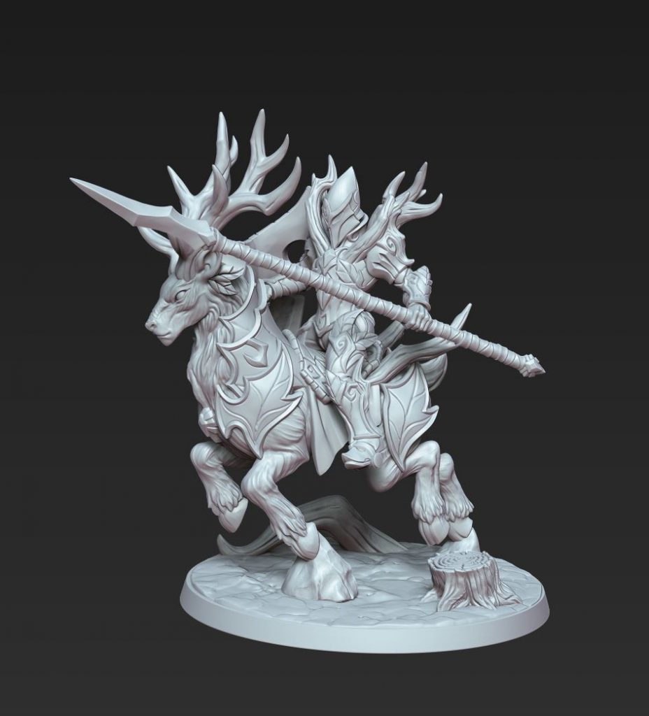 Male Sylvan Stag Rider With Spear And Shield In Helm AG • Speira Miniatures