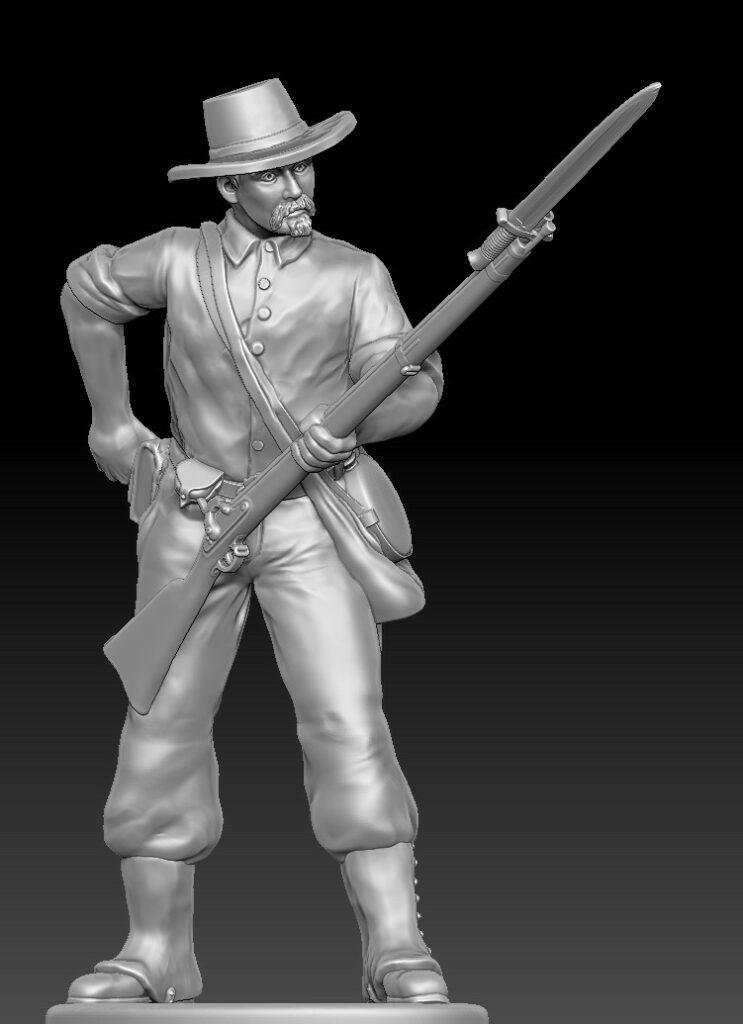 1st Minnesota Infantry Regiment Reaching For Cartridge In Wide Brim ...