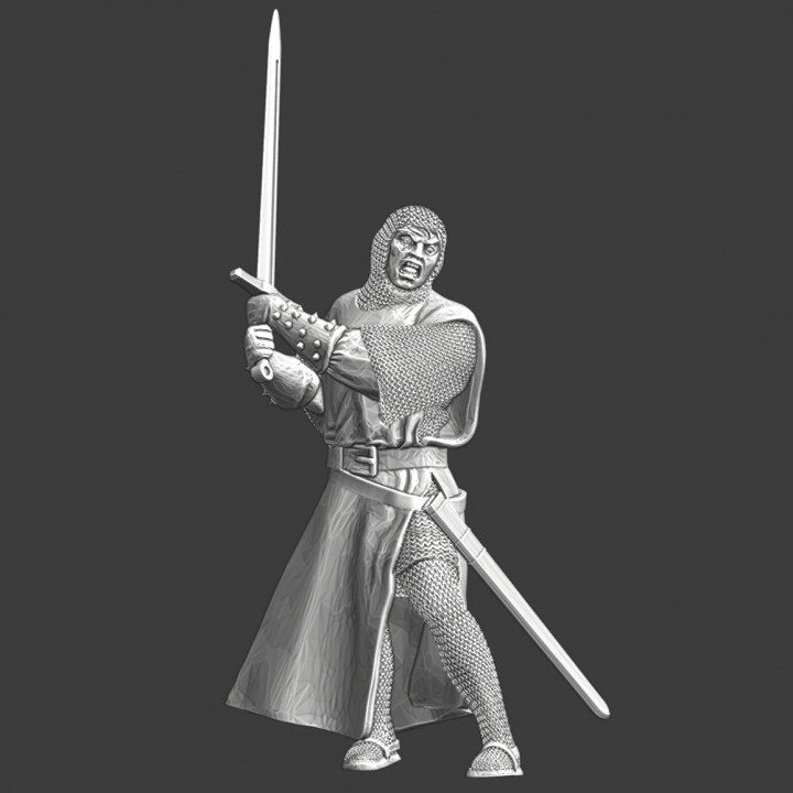 Medieval knight swinging two hand sword - NCM