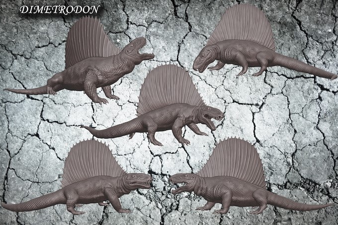 Dimetrodon 5 different poses, kit –
