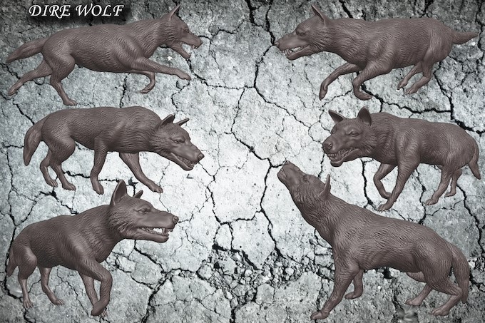 dire wolf (Canis dirus) 6 different poses, kit