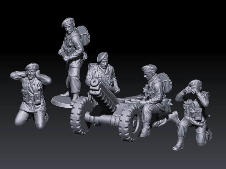 WW2 British paras in berets, howitzer set – Speira Miniatures