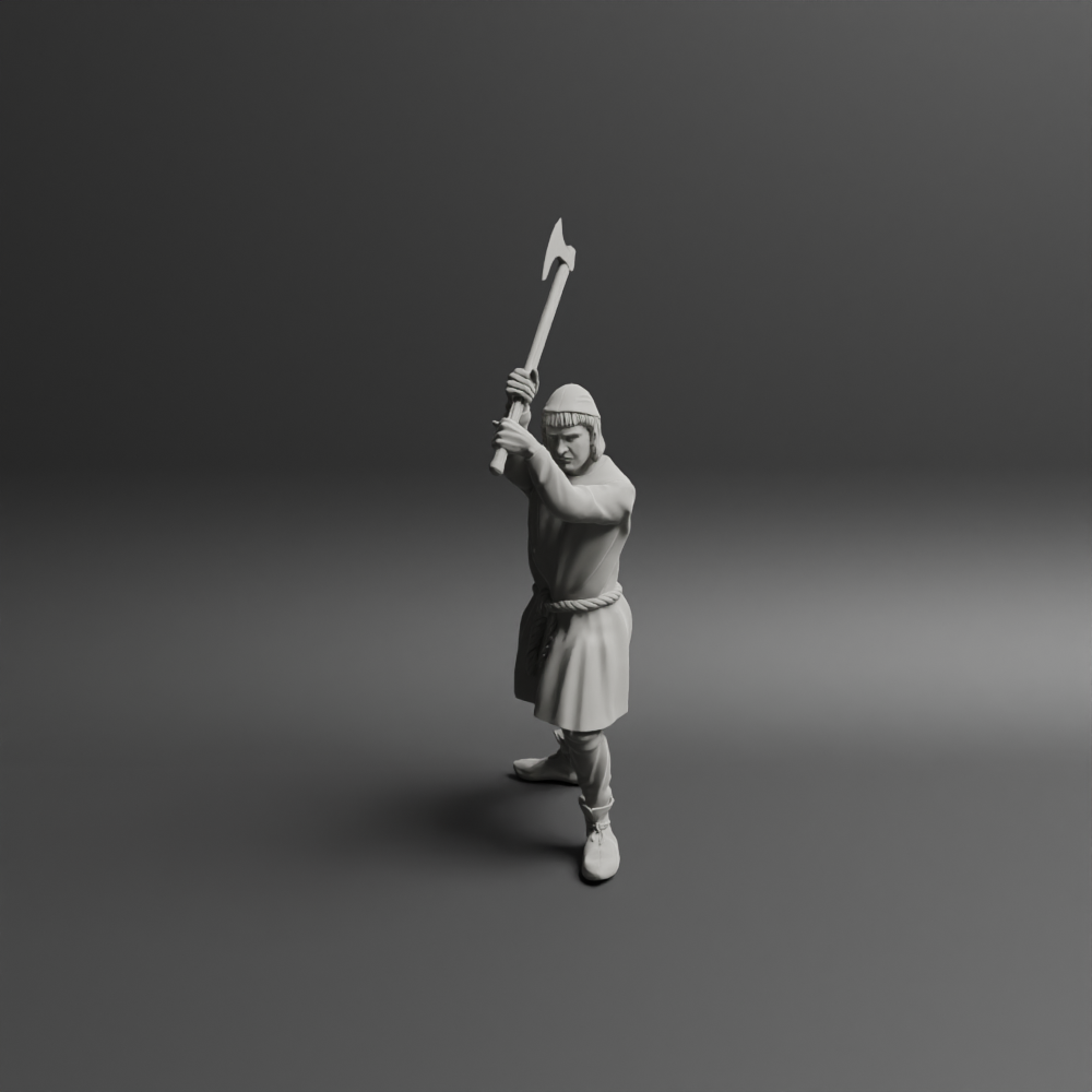 Medieval peasant levy Pose two w axe NCM – Speira Miniatures